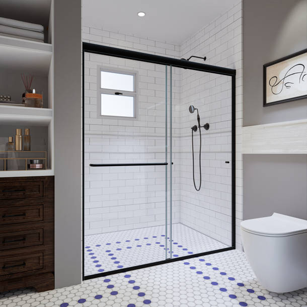 Aston Coraline XL 68" W x 80" H Single Sliding Frameless Shower Door | Wayfair